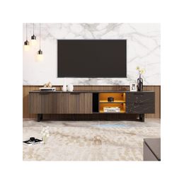 ABRIHOME LED TV-Schrank 200cm in Marmoroptik mit Holzmasert&uuml;ren, 2 T&uuml;ren & 2 Schubladen | Gr.: onesize