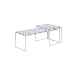 FineBuy Couchtisch in Wei&szlig; / Glas / 100x40x35 | Gr.: onesize