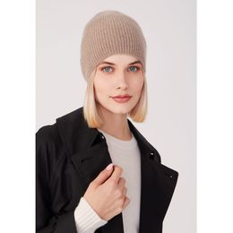 Style Republic Kaschmir Beanie fein gerippt in nougat | Gr.: onesize