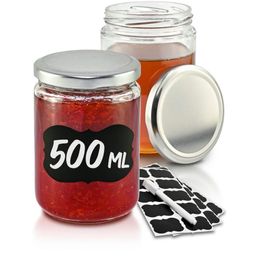 Praknu 12 Einmachgl&auml;ser 500ml mit Deckel, Etiketten - Luftdichte Twistoff | Gr.: onesize