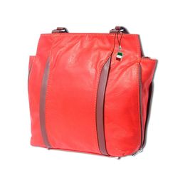 Florence Schultertasche, Cityrucksack Leder rot, braun ca. 29cm | Gr.: onesize
