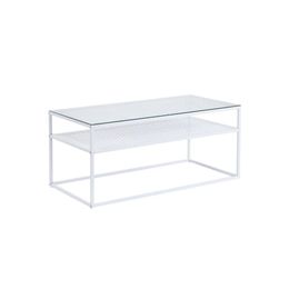 FineBuy Couchtisch in Wei&szlig; / Glas / 100x50x45 | Gr.: onesize