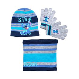 Lilo and Stitch Lilo & Stitch 3-tlg. Winter M&uuml;tze Set: Disney Stitch in Grau | Gr.: onesize