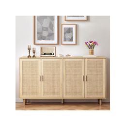 ABRIHOME 158 cm Sideboard mit Rattan Deko in Natur | Gr.: onesize
