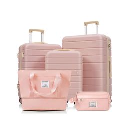 ABRIHOME Koffer Set mit Spinner-R&auml;dern und Kulturbeutel in Rosa | Gr.: onesize