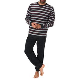 Normann Frottee Pyjama Schlafanzug lang B&uuml;ndchen - 51627 in schwarz | Gr.: 64