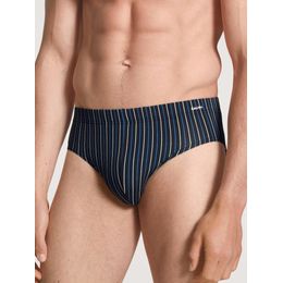 Slip Calida "Cotton Code", Herren, Gr. M (50), schwarz, Single Jersey, Obermaterial: 95% Baumwolle, 5% Elasthan, gestreift, normal, Unterhosen Slip, weicher Elastikbund, Baumwollmix, Streifen-Design
