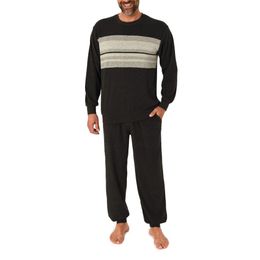 Normann Langarm Frottee Schlafanzug Pyjama B&uuml;ndchen in anthrazit-mel. | Gr.: 60/62