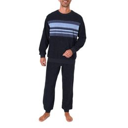 Normann Langarm Frottee Schlafanzug Pyjama B&uuml;ndchen in marine | Gr.: 48