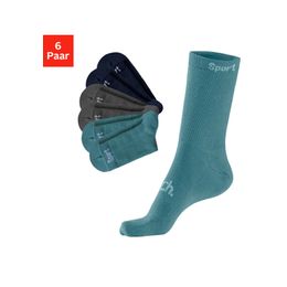 Sportsocken Bench., Herren, Gr. 35-38, bunt (2x dunkel mint, 2x grau, 2x marine), Baumwollmischung, unifarben, elastisch, Socken Sportsocken, mit antibakterieller Feuchtigkeitsregulierung