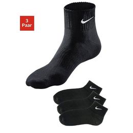 Kurzsocken Nike, Herren, Gr. M (38/41), schwarz (3x schwarz), Baumwolle, Elasthan, Nylon, Polyamid, elastisch, Socken, mit weichem Frottee