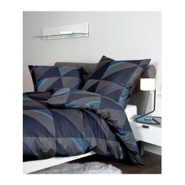Janine Mako-Satin Baumwoll-Bettw&auml;sche J.D. in nachtschattenblau | Gr.: 135 x 200 + 80 x 80 cm