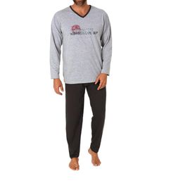 Normann Pyjama langarm Schlafanzug - 70398 in grau | Gr.: 50