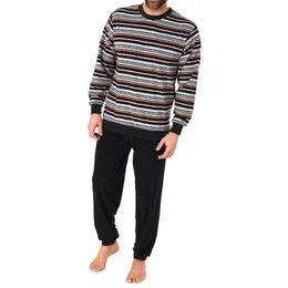 Normann Frottee Pyjama Schlafanzug B&uuml;ndchen und Rundhals - 68267 in gelb | Gr.: 54