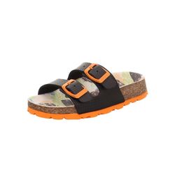 Superfit Tieffu&szlig;bett Pantolette FUSSBETTPANTOFFEL in Schwarz/Orange | Gr.: 34