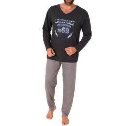 Normann Pyjama langarm Schlafanzug - 70372 in dunkelgrau | Gr.: 48