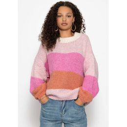 SASSYCLASSY Gestreifter Strickpullover in Rosa | Gr.: L