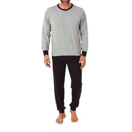 Normann Langarm Schlafanzug Pyjama B&uuml;ndchen Minimalprint in grau | Gr.: 54