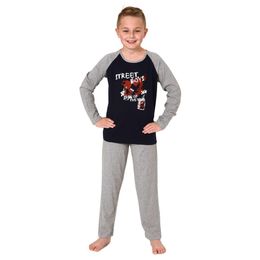Normann Pyjama langarm Schlafanzug CollegeLook - 74142 in marine | Gr.: 152