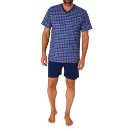 Normann Kurzarm Schlafanzug Shorty Jersey und karierten Pyjama Oberteil in marine | Gr.: 60/62