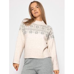 SASSYCLASSY Norweger Pullover in Hellbeige | Gr.: L
