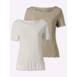 Heine Doppelpack Shirts in beige-ecru | Gr.: 46