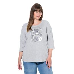 Ulla Popken Shirt in hellgrau m&eacute;lange | Gr.: 50-52