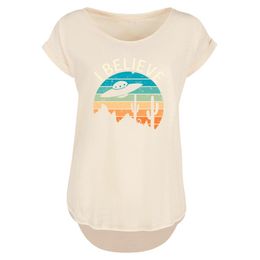 F4NT4STIC Long Cut T-Shirt I Believe UFO Alien Sonnenuntergang in Whitesand | Gr.: M