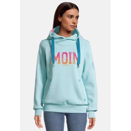 Salzhaut Hoodie S&Uuml;NN - MOIN FARBVERLAUF in Aqua-Neon Orange-Neon Pink | Gr.: XS