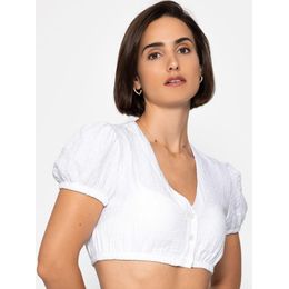 SASSYCLASSY Bluse aus Musselin mit Tupfen in Wei&szlig; | Gr.: L