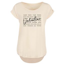 F4NT4STIC Long Cut T-Shirt Valentine Herz Hugs Kisses Love Flowers Joy in Whitesand | Gr.: XS
