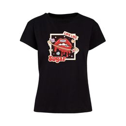 F4NT4STIC Ladies Box Tee Lips like sugar retro fashion Valentinstag in schwarz | Gr.: M