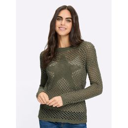 Heine Ajourpullover in khaki | Gr.: 50