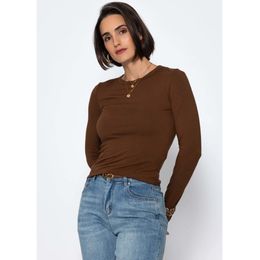 SASSYCLASSY Langarmshirt in Braun | Gr.: M