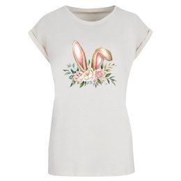 F4NT4STIC T-Shirt Blumen Osterhasen Ohren Dekor in Whitesand | Gr.: XL