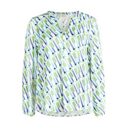 Cartoon Casual-Bluse mit Kn&ouml;pfen in Green/Blue | Gr.: 36