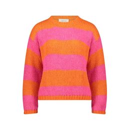 Cartoon Strickpullover mit Rundhalsausschnitt in Orange/Pink | Gr.: 40