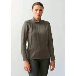 Alba Moda Satinbluse mit Stehkragen in oliv | Gr.: 38