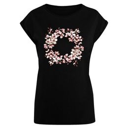 F4NT4STIC T-Shirt Rosa Fr&uuml;hlings Blumenkranz Dekor in schwarz | Gr.: M