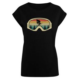 F4NT4STIC Extended Shoulder T-Shirt Retro Skibrille Wintersport in schwarz | Gr.: S