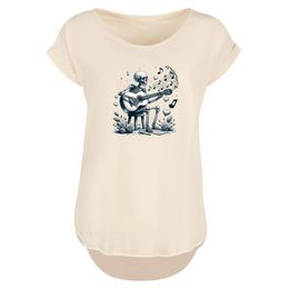 F4NT4STIC Long Cut T-Shirt Skelett spielt Gitarre, Musik, Liebe in Whitesand | Gr.: L