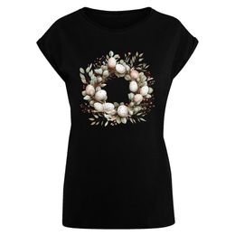 F4NT4STIC T-Shirt Osterkranz Eierkranz Blumenring in schwarz | Gr.: M