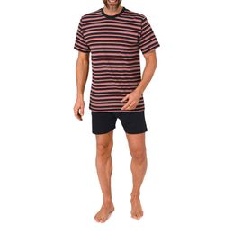Normann Kurzarm Schlafanzug Shorty Pyjama Streifen in marine | Gr.: 52