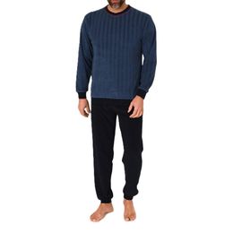Normann Langarm Frottee Schlafanzug Pyjama B&uuml;ndchen - 86625 in blau | Gr.: 50