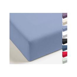 Mistral Home Perkal &Auml;gyptische Baumwolle Spannbettlaken Laken in Hellblau | Gr.: 140x200 cm
