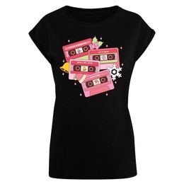 F4NT4STIC Extended Shoulder T-Shirt Weihnachten Retro Song Tapes Pink in schwarz | Gr.: 5XL