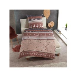Traumschlaf Bettw&auml;sche Hirsche in beige | Gr.: 200x220 (2x 80x80 cm)