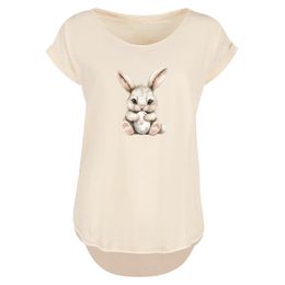 F4NT4STIC Long Cut T-Shirt Niedlicher Osterhase mit Ei in Whitesand | Gr.: M
