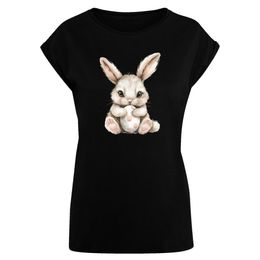 F4NT4STIC Extended Shoulder T-Shirt Niedlicher Osterhase mit Ei in schwarz | Gr.: 4XL