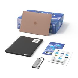 Set MacBook Air 13" (2020) + Schutzh&uuml;lle und UGREEN USB-C-/HDMI-Hub - Apple M1 mit 8‐Core CPU und 7-core GPU - 8GB RAM - SSD 256GB - AZERTY - Franz&ouml;si